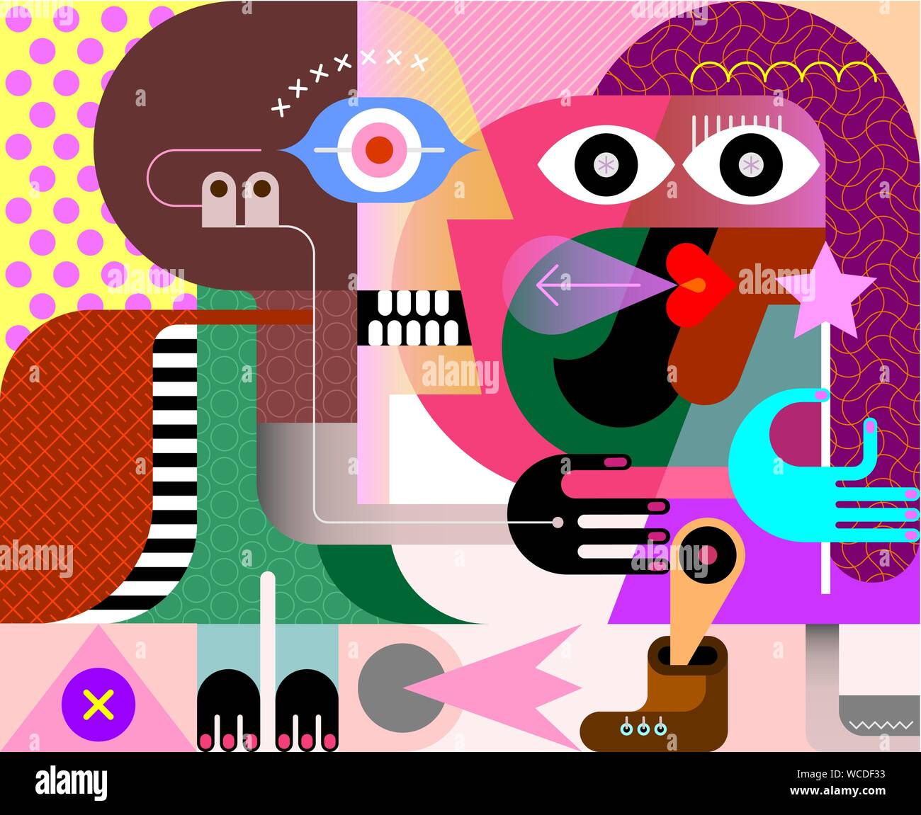 The magic fairy and the little girl. Modern abstract art vector ...