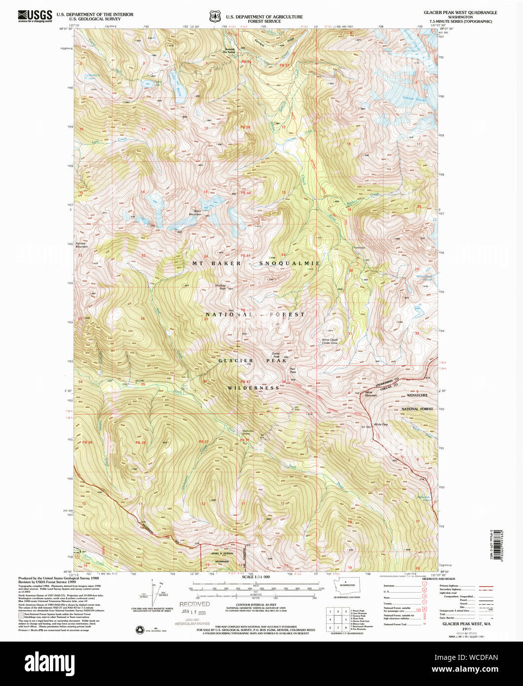 USGS Topo Map Washington State WA Glacier Peak West 241291 1999 24000 ...