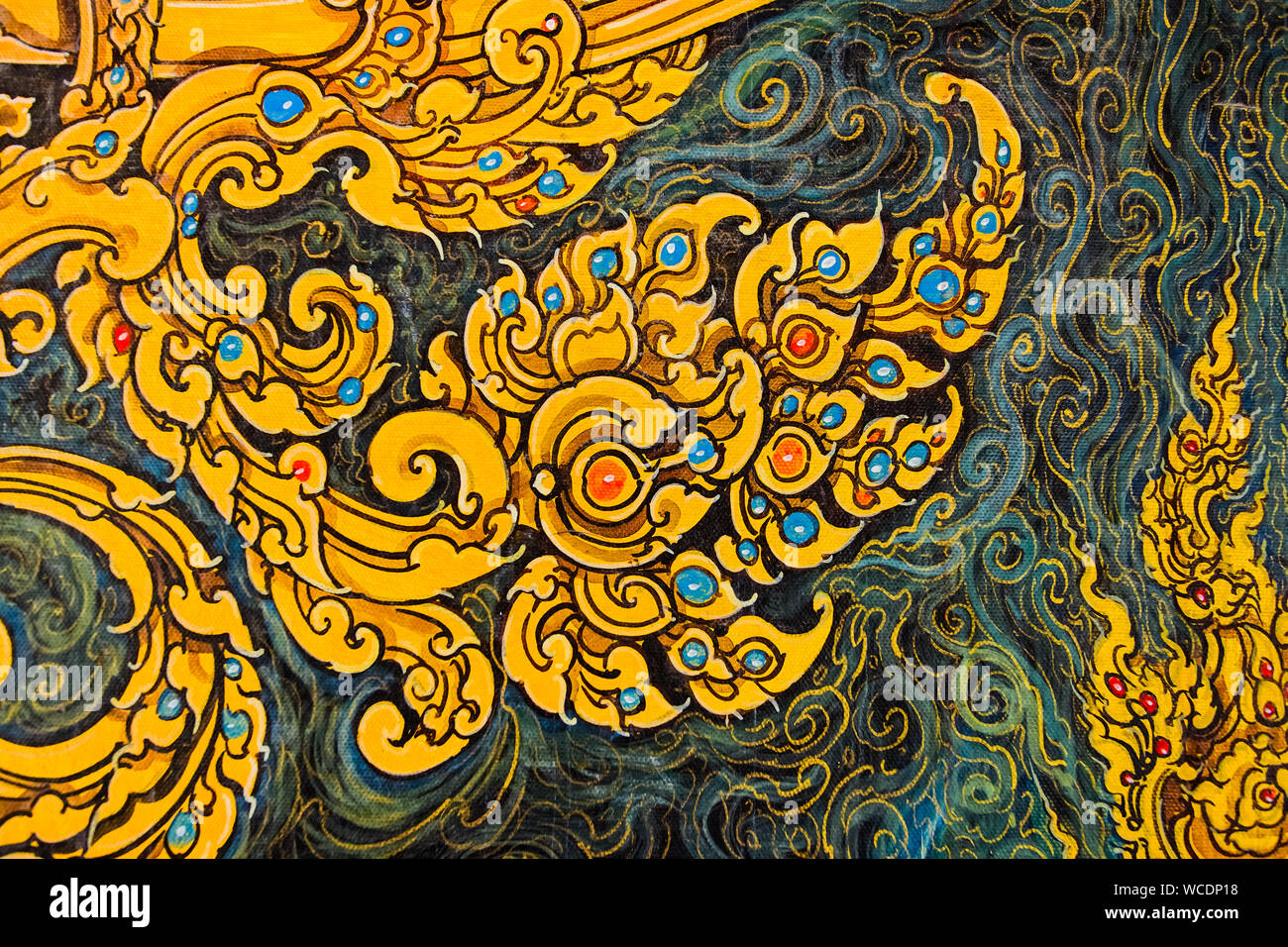 Colorful Thai mural painting in Wat Wat Pa Lelai Temple, Suphan Buri ...