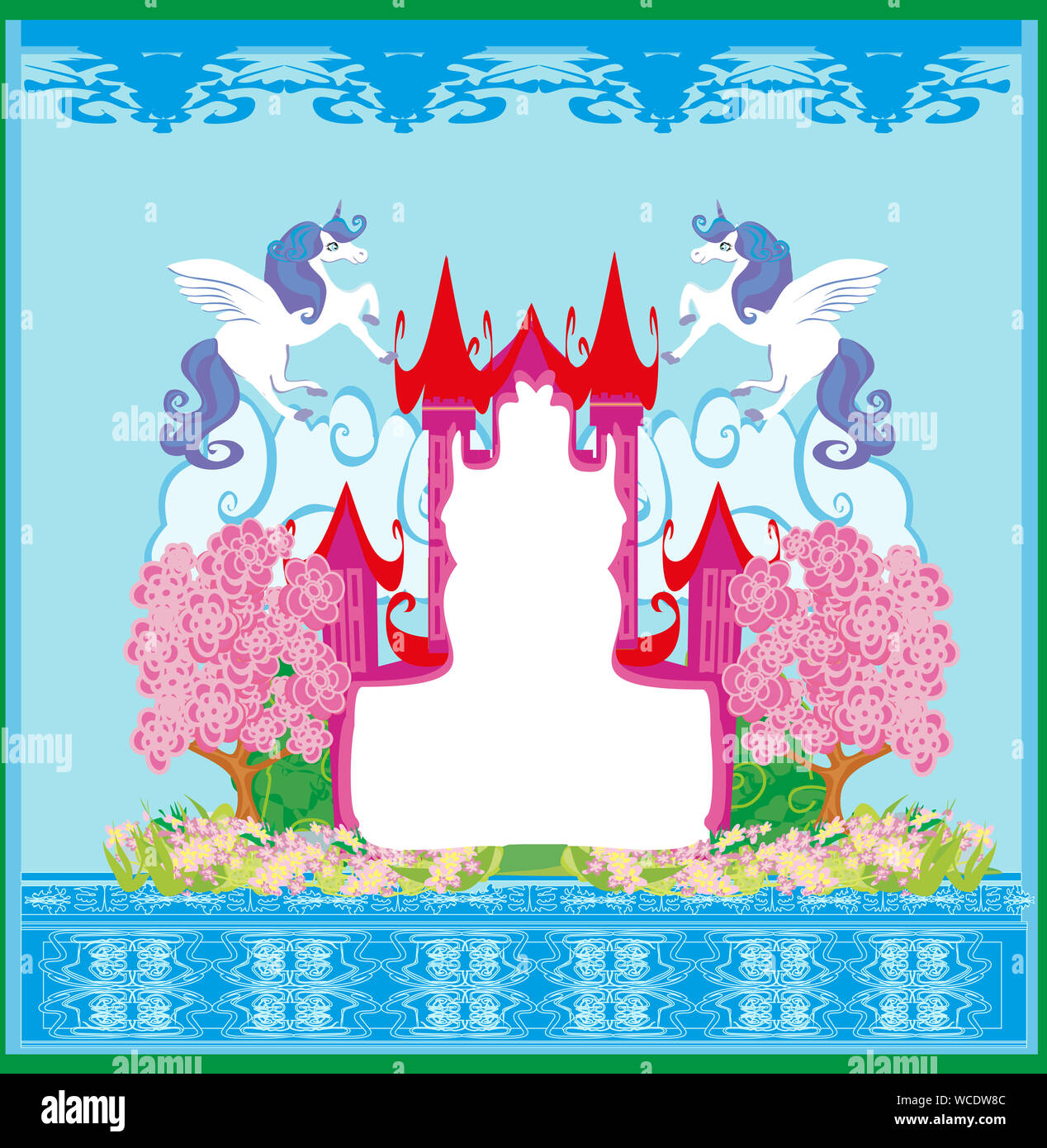Beautiful unicorn fairy tale princess castle hi-res stock photography ...