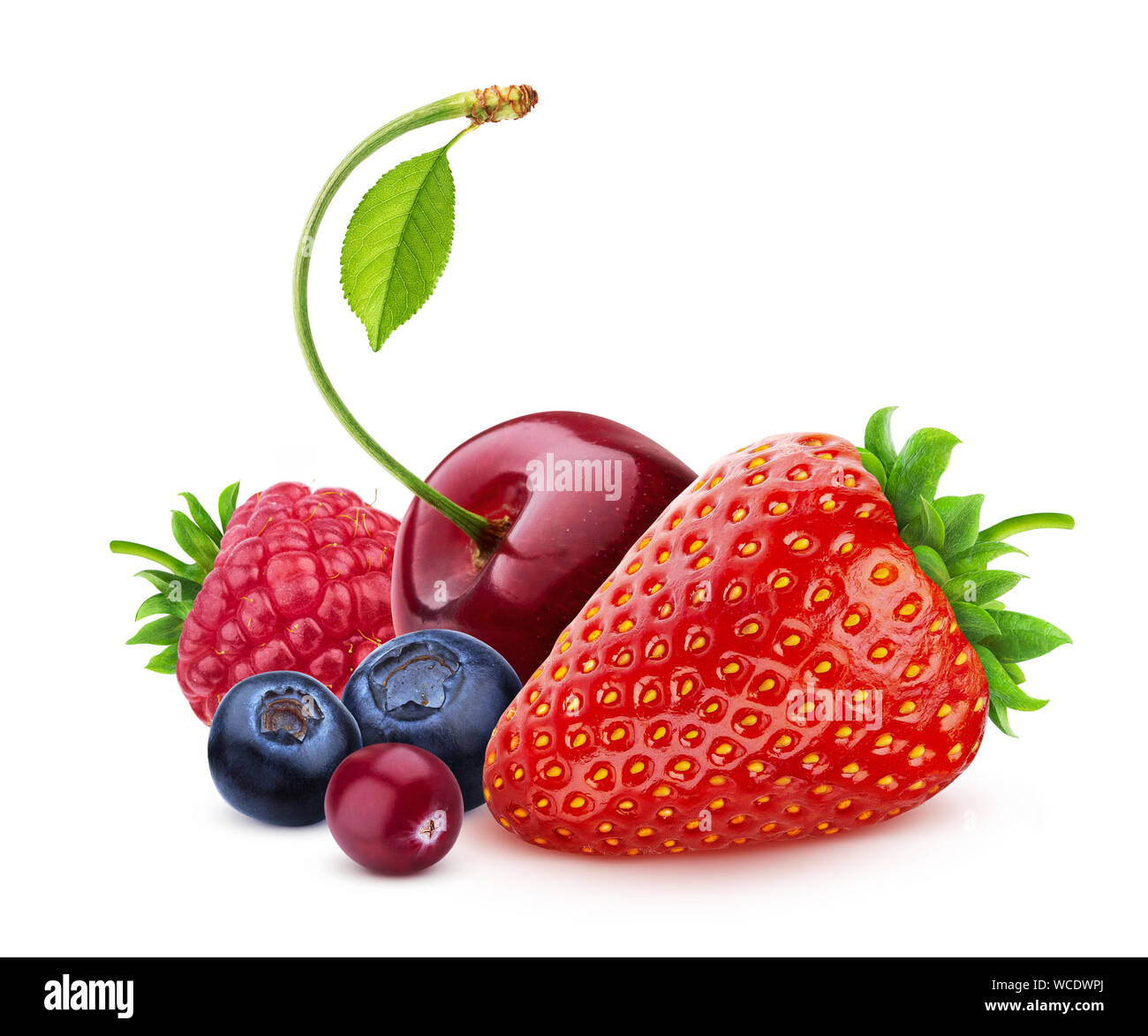 Berry mix isolated on white background, pile of fresh wild berries ...