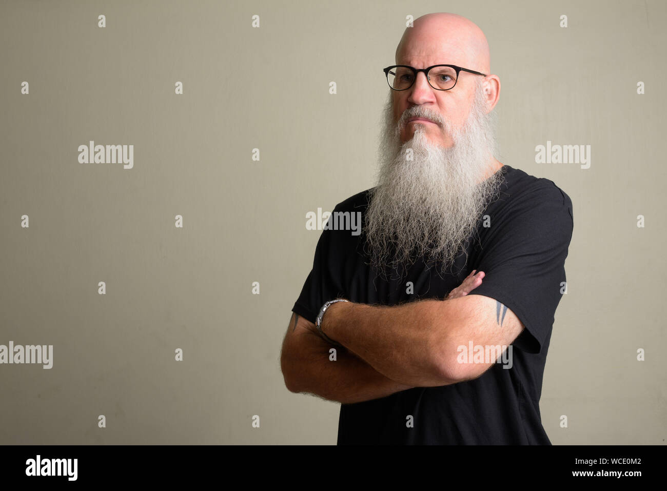 Stressed mature bald bearded hi-res stock photography and images - Alamy