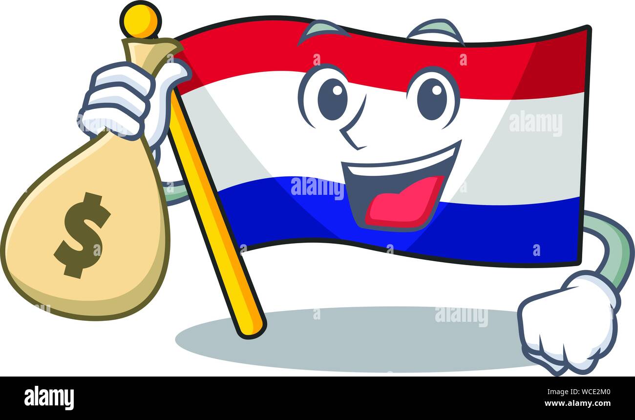 With money bag flag netherlands isolated in the character Stock Vector ...