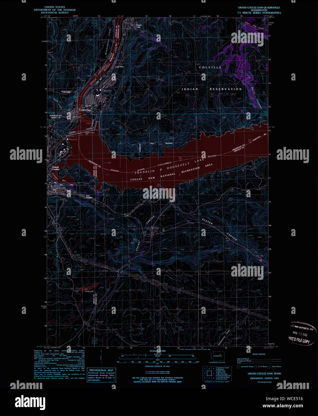 Map of grand coulee hi-res stock photography and images - Alamy