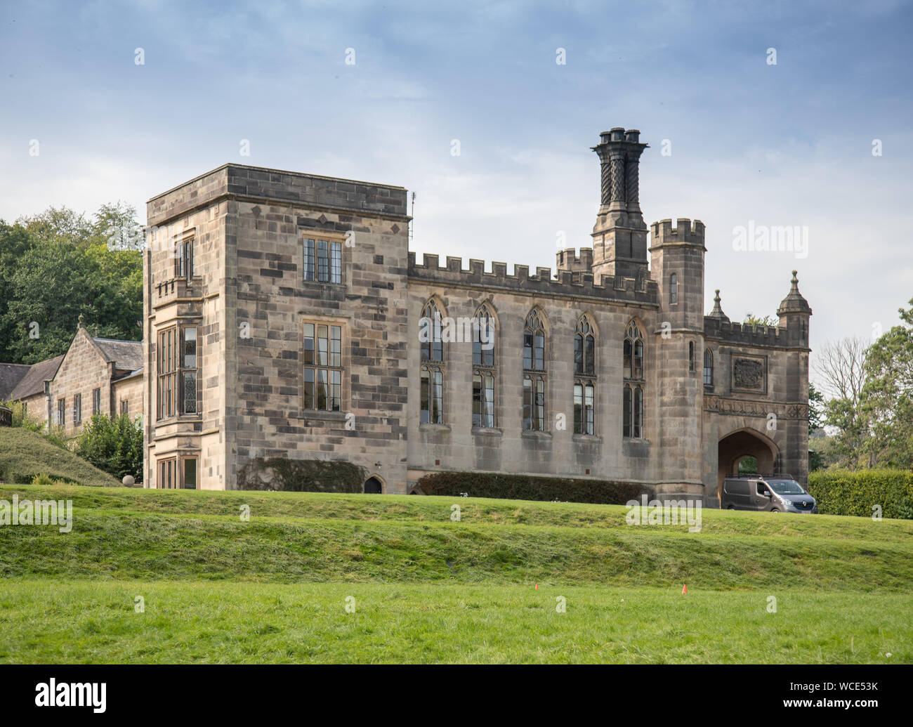 Ilam Hall on the Staffordshire and Derbyshire border in England, a ...