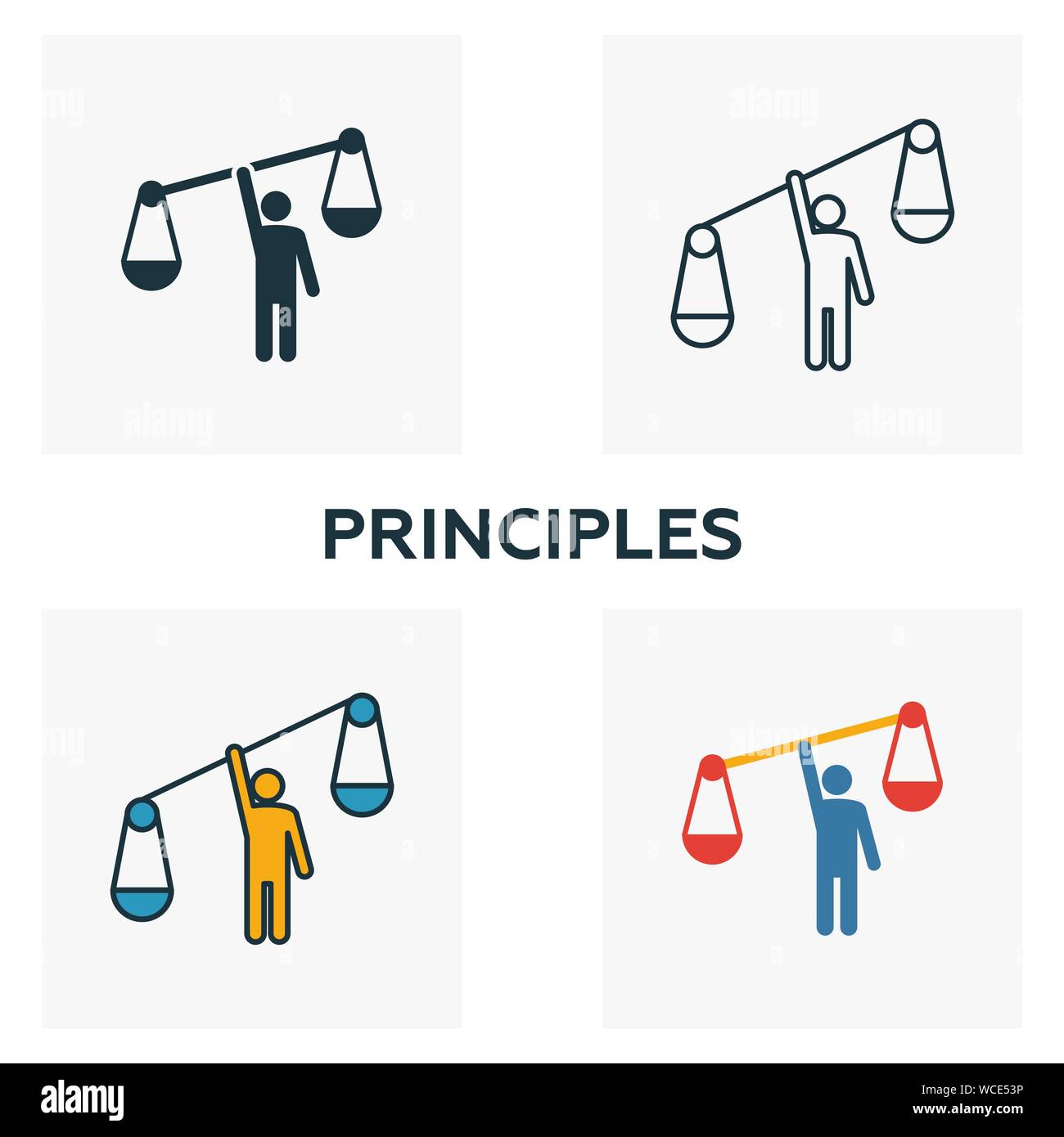 Principles Icon Set Four Elements In Diferent Styles From Business