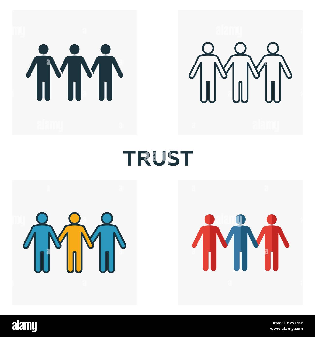 Trust icon set. Four elements in diferent styles from business ethics icons collection. Creative ...