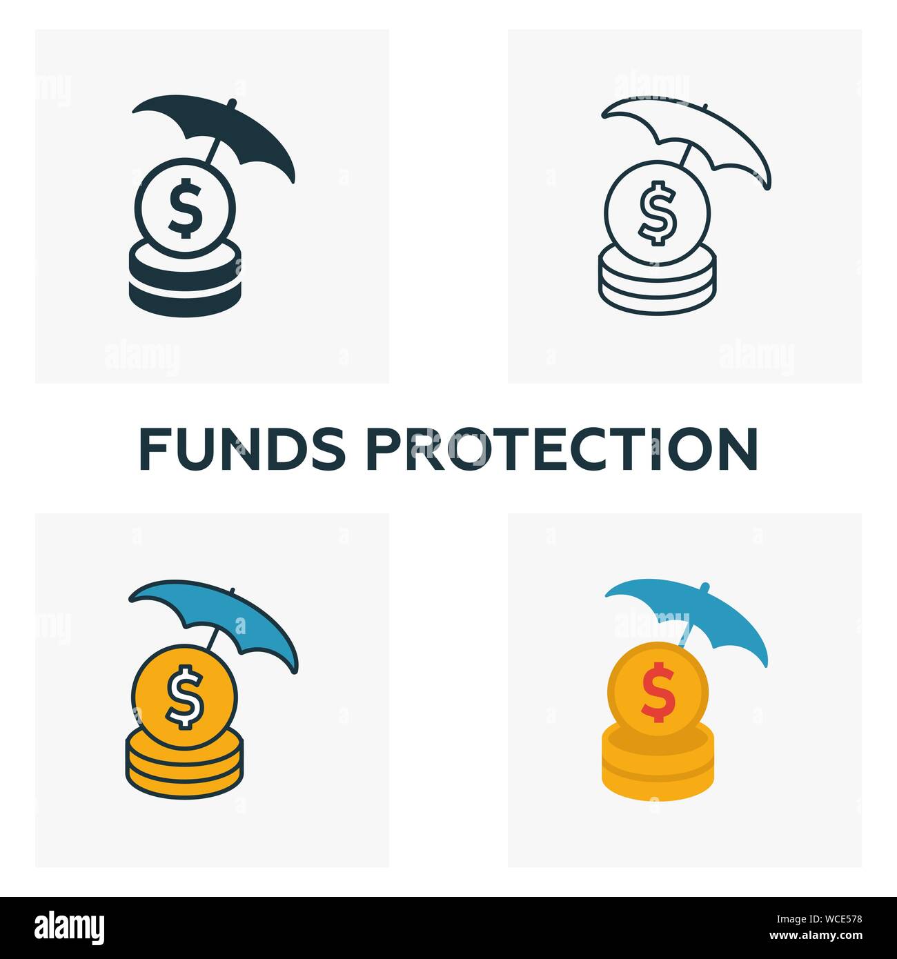 Funds Protection icon set. Four elements in diferent styles from ...