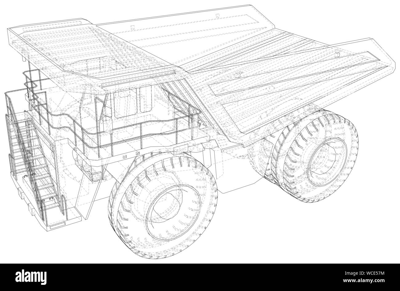 Big mining truck. EPS10 format. Wire-frame style. Vector created of 3d ...