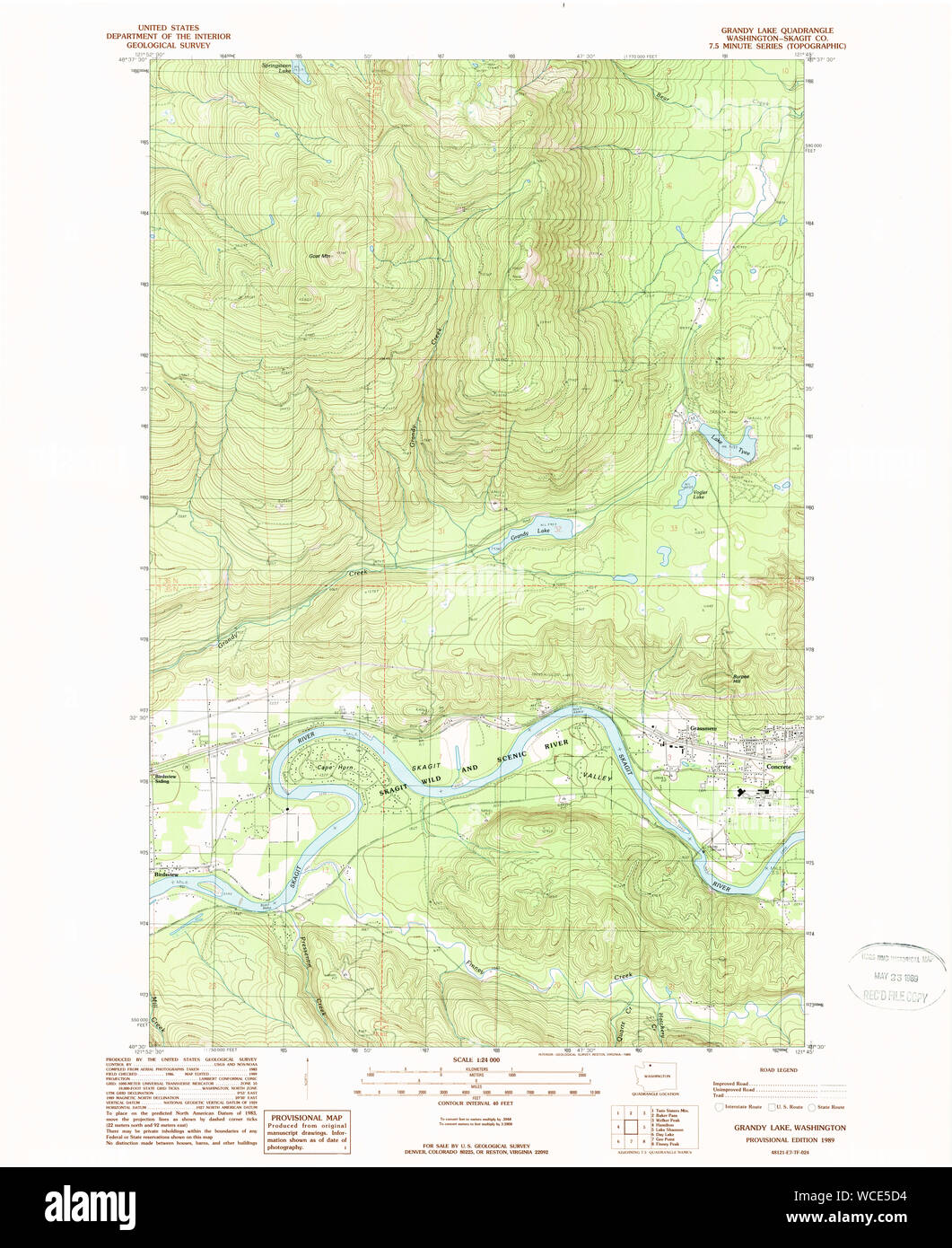USGS Topo Map Washington State WA Grandy Lake 241383 1989 24000 ...