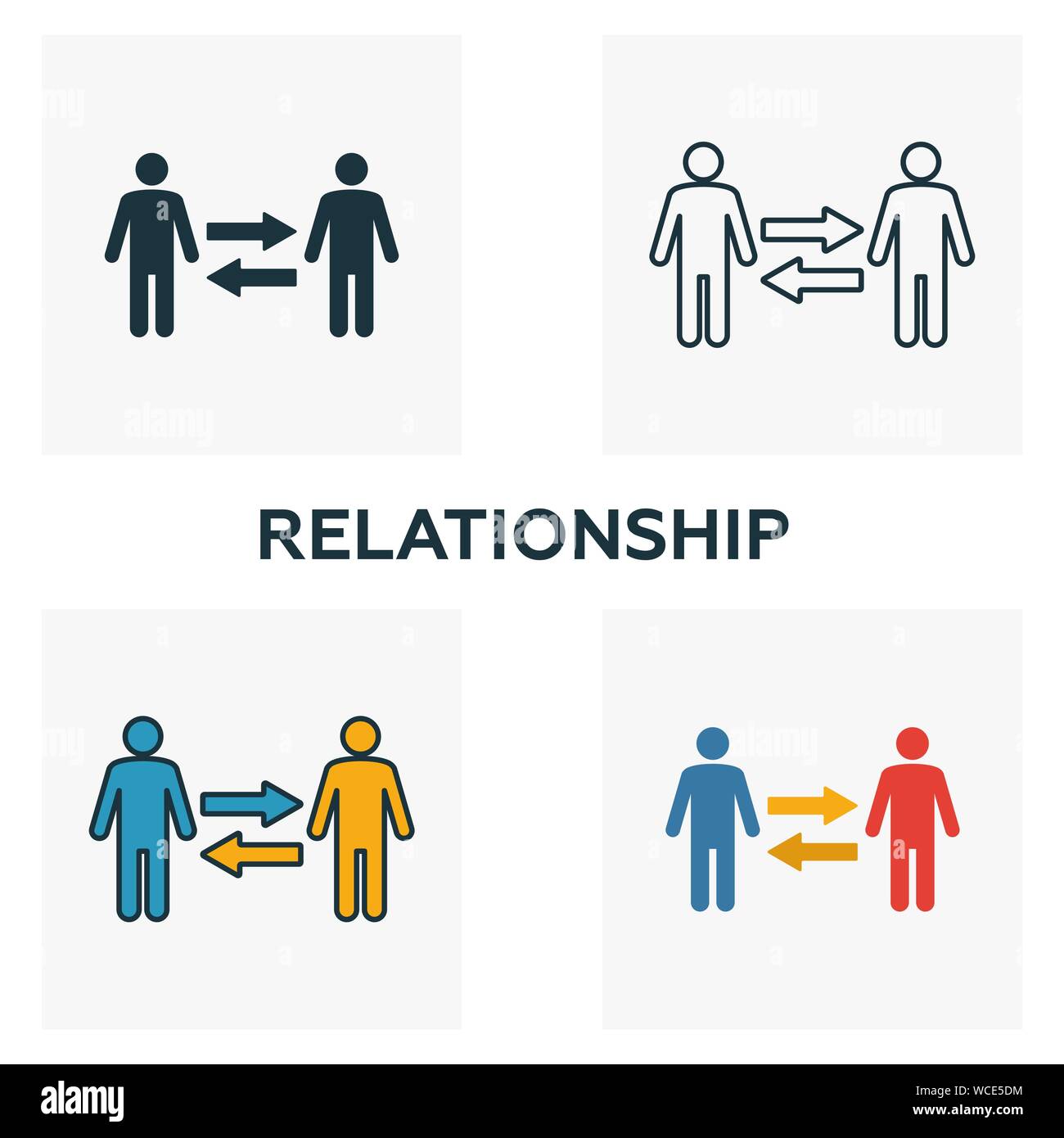 Relationship icon set. Four elements in diferent styles from business ...