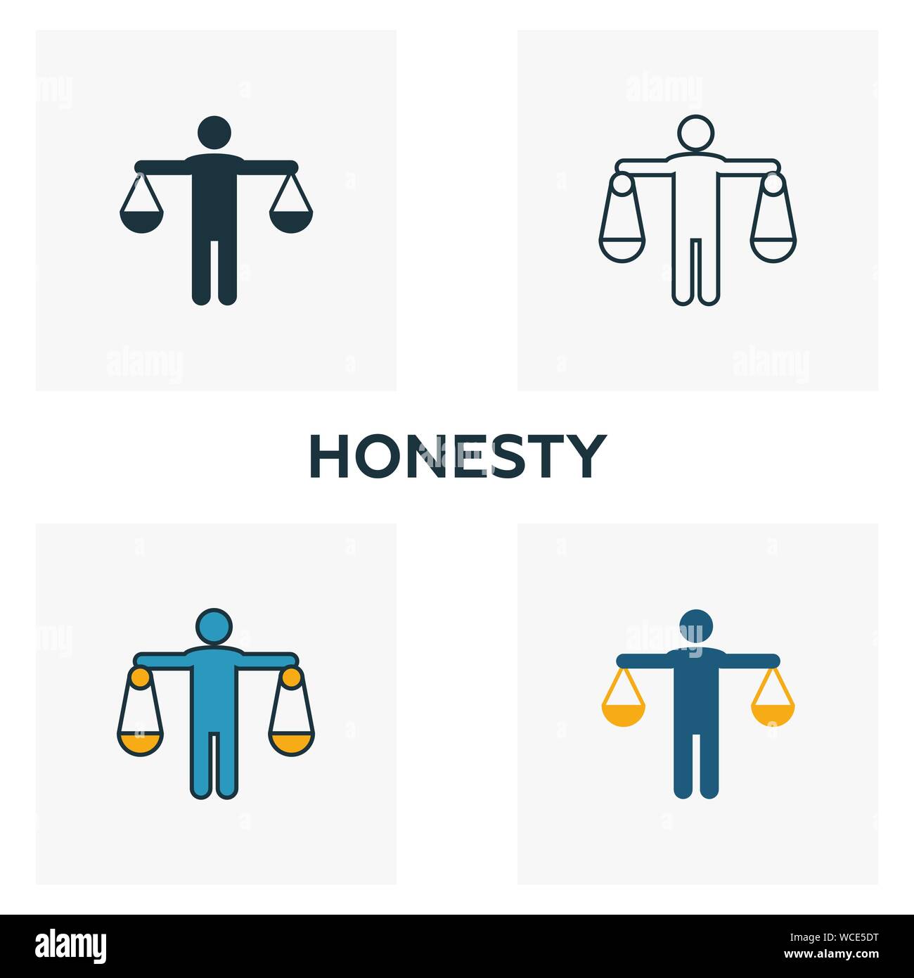 Honesty icon set. Four elements in diferent styles from business ethics ...
