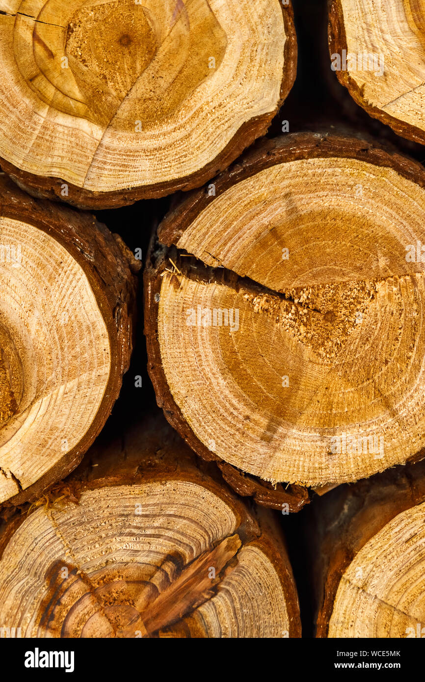 Chopped closeup firewood. Natural wooden brown background Stock Photo ...