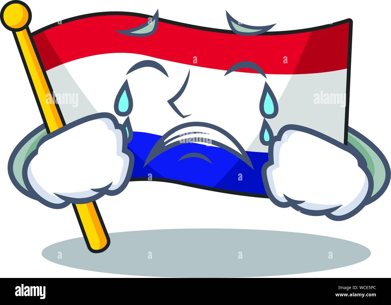 Crying flag netherlands fluttered on cartoon pole Stock Vector Image ...