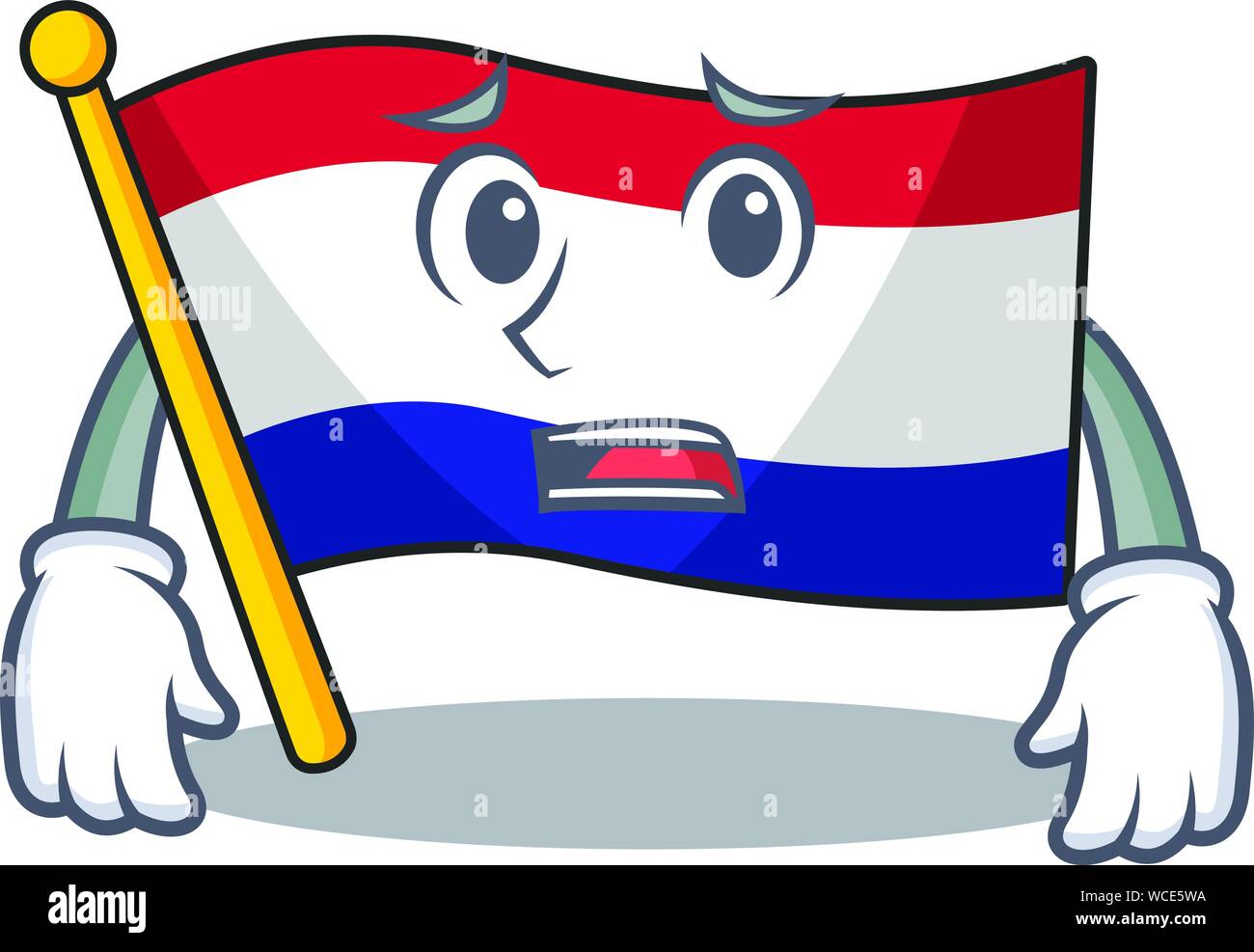 Afraid flag netherlands fluttered on cartoon pole Stock Vector Image ...