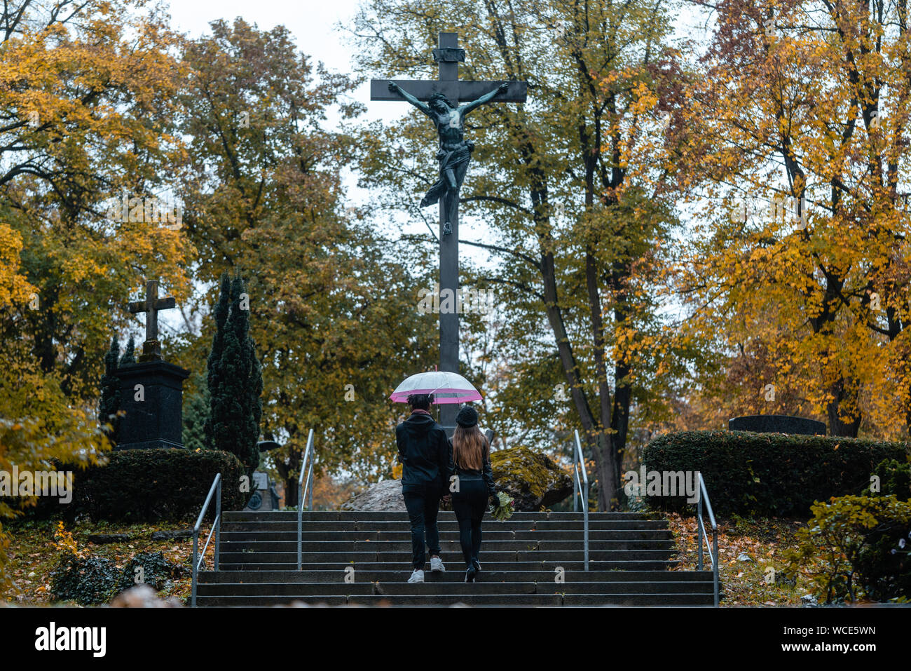 Woman walking towards steps hi-res stock photography and images - Alamy
