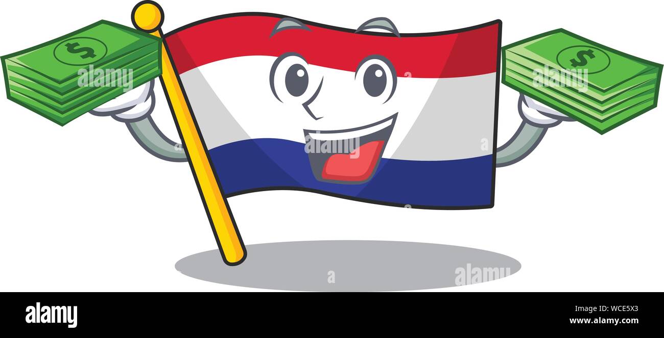 With money bag flag netherlands fluttered on cartoon pole Stock Vector ...
