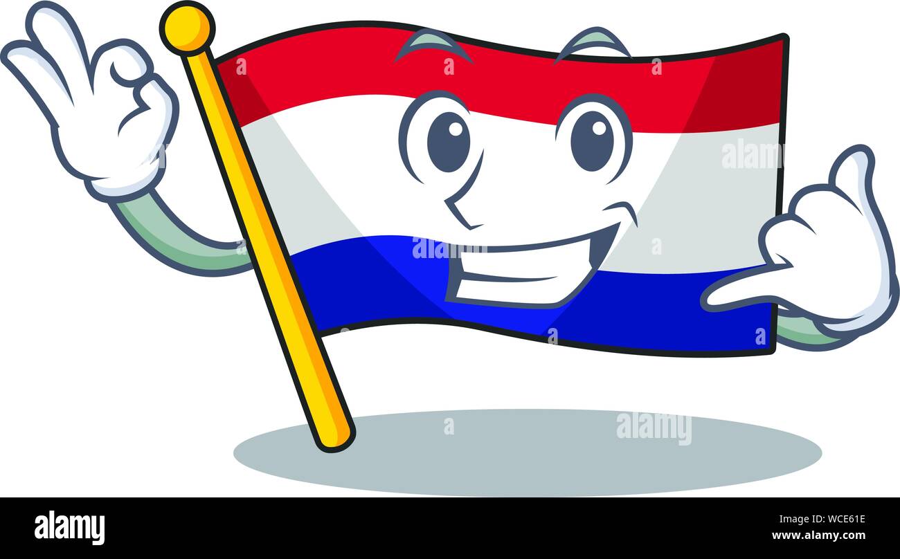 Call me netherlands flag above wooden cartoon table Stock Vector Image ...