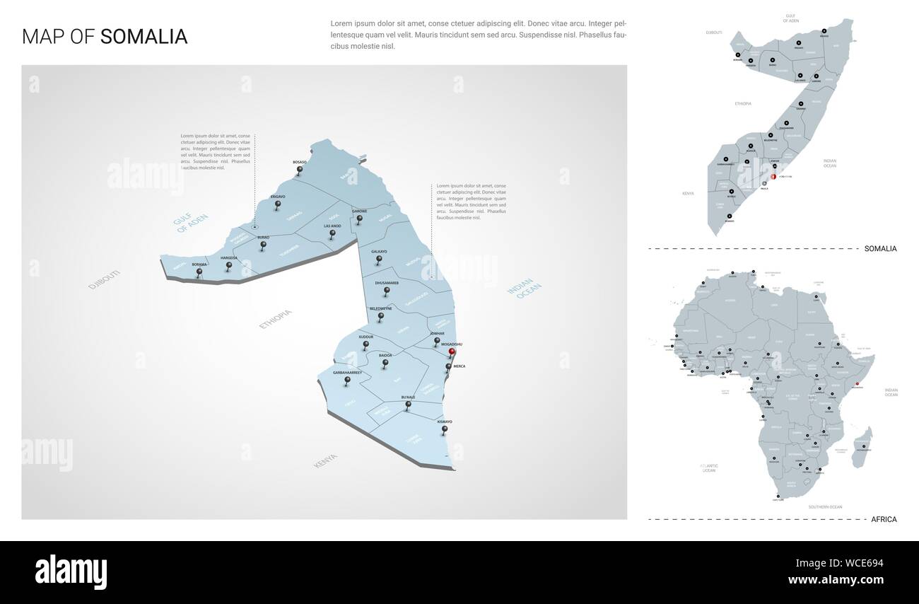 Vector set of Somalia country. Isometric 3d map, Somalia map, Africa ...