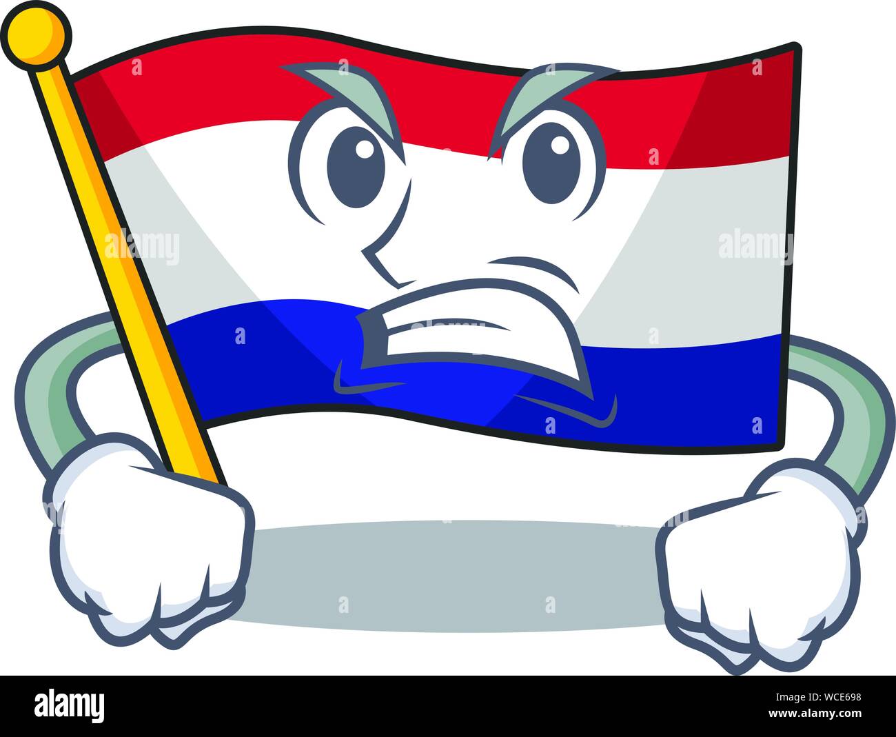 Angry flag netherlands fluttered on cartoon pole Stock Vector Image ...