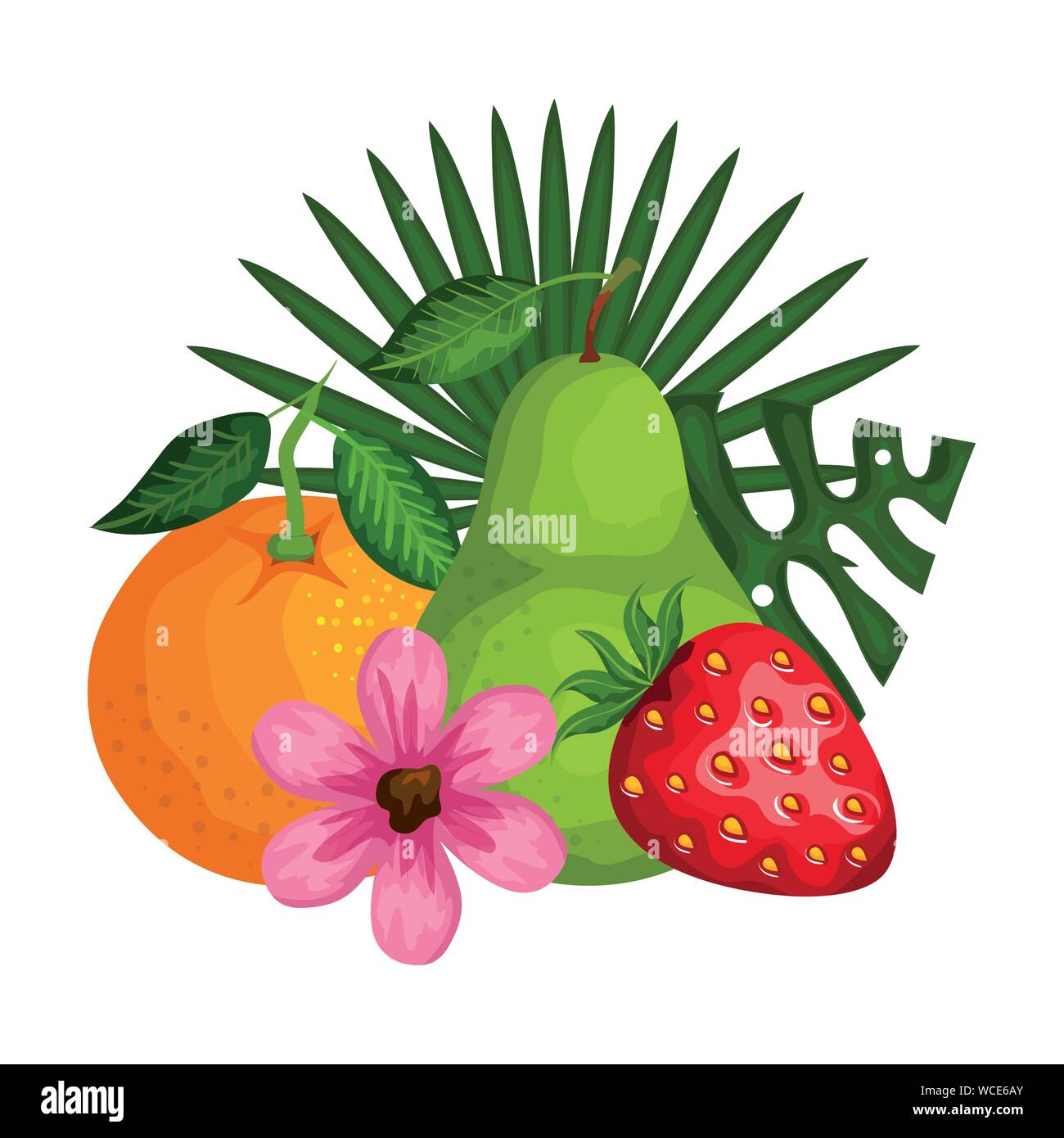 group of fresh fruits with floral decoration Stock Vector Image & Art ...