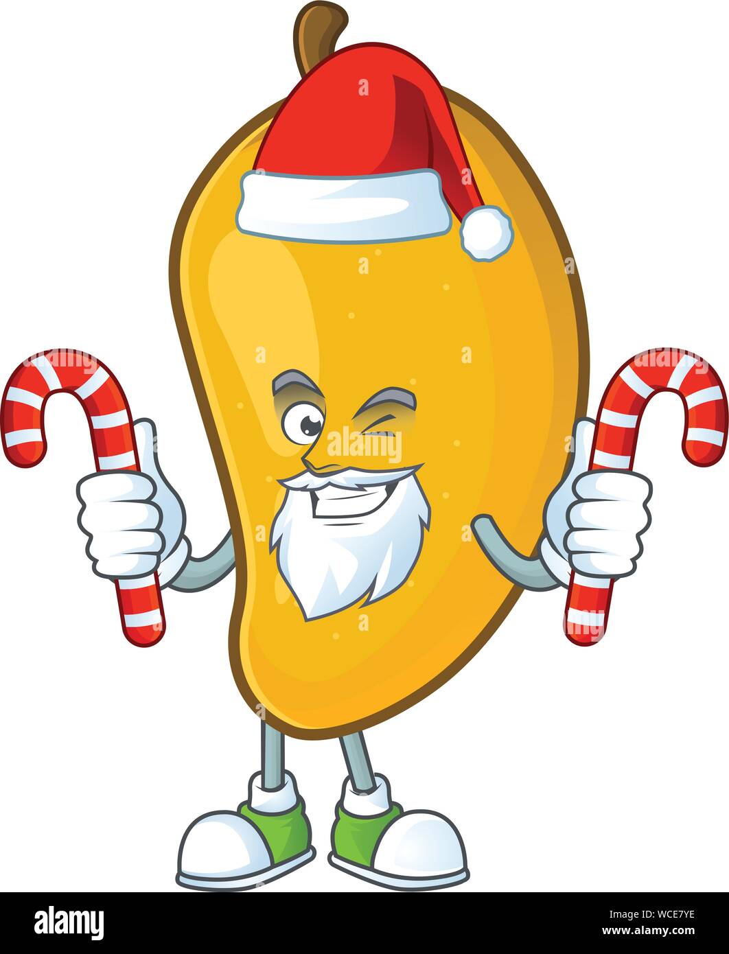 Santa with candy ripe mango character cartoon on white background Stock ...