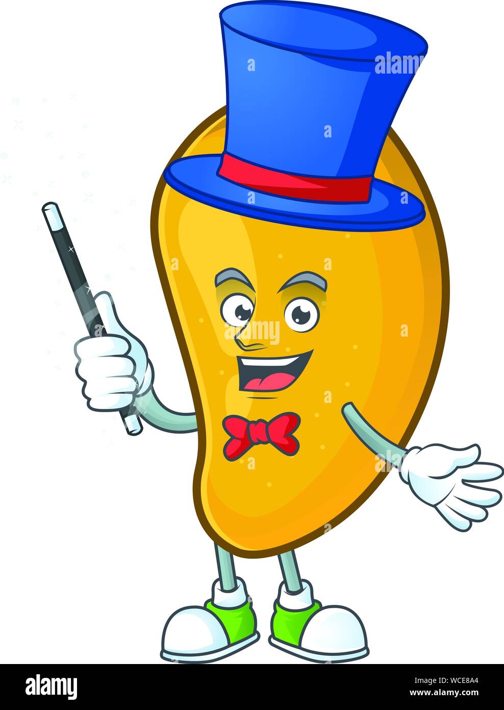 Magician ripe mango character cartoon on white background Stock Vector ...