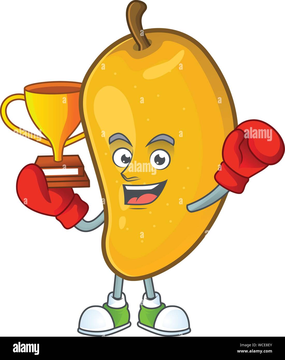 Boxing winner ripe mango character cartoon on white background Stock ...