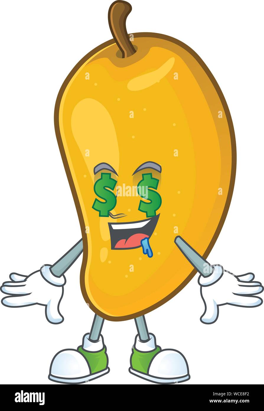 Money eye ripe mango character cartoon on white background Stock Vector ...
