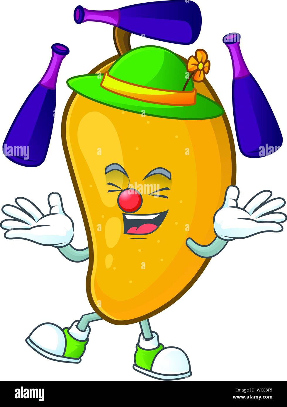 Juggling ripe mango character cartoon on white background Stock Vector ...