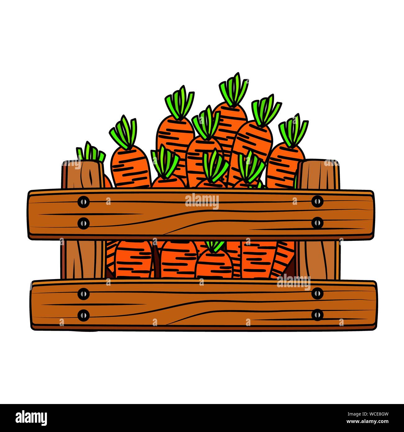 fresh carrots vegetable in wooden box Stock Vector Image & Art - Alamy