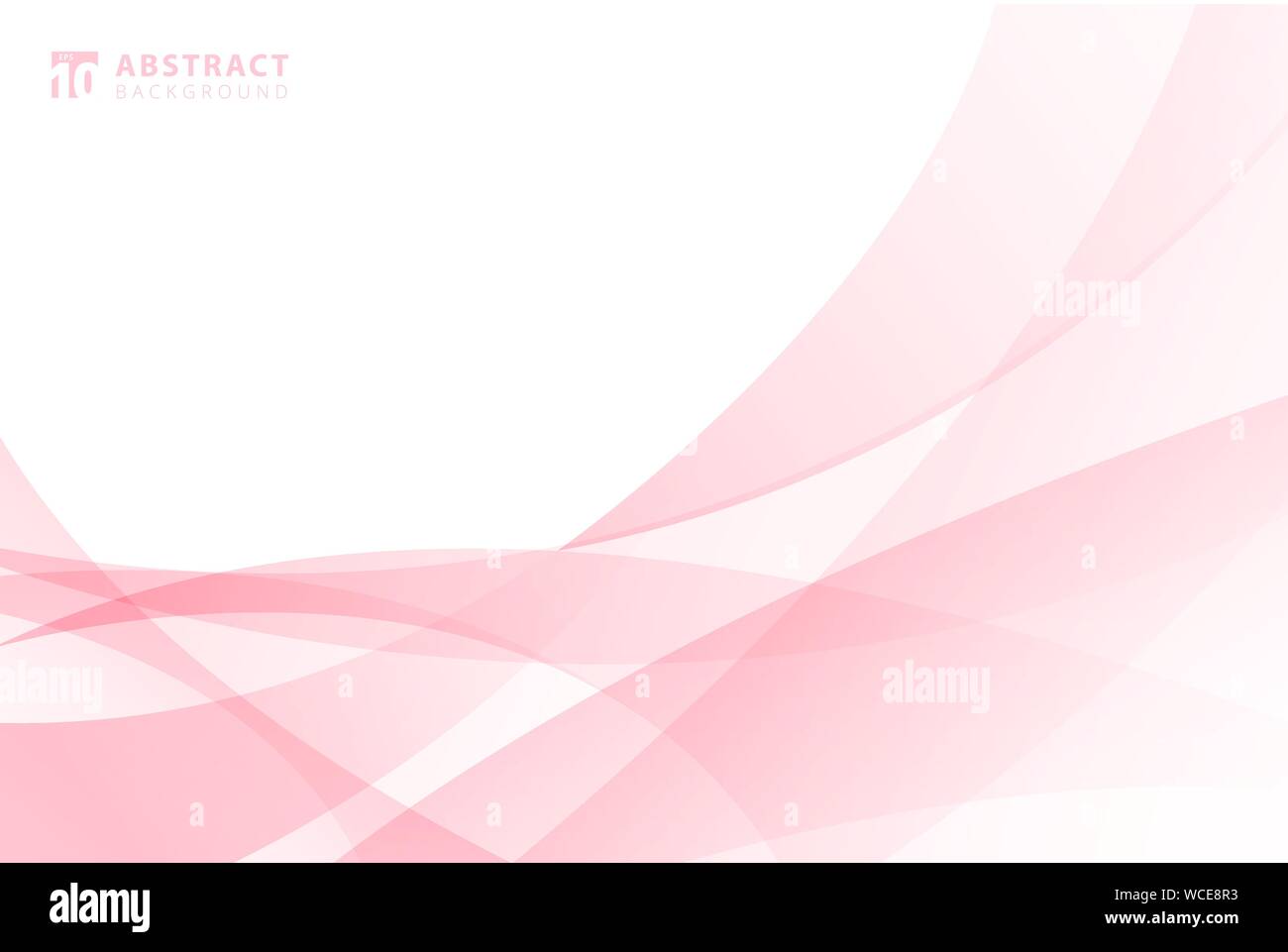 Abstract modern light pink wave element on white background with space ...