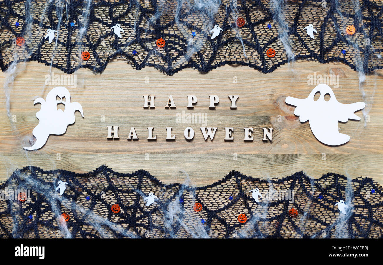 Halloween festive background. Happy Halloween letters and Halloween ...