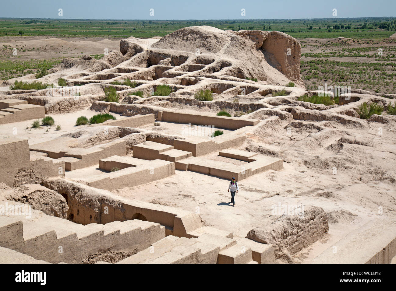 The site of the ancient Toprak Kala Fort, Uzbekistan. Once the capital ...
