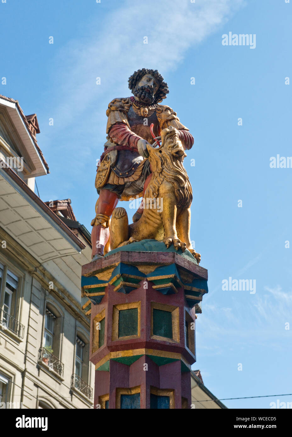 Simsonbrunnen fountain statue of Samson. Bern, Switzerland Stock Photo ...