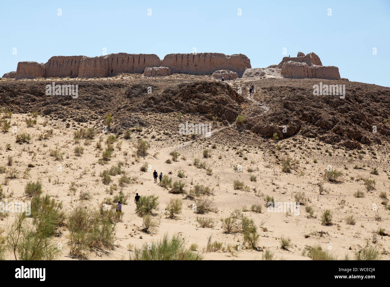 The ancient buildings surrounding the Ayaz Kala fort in Uzbekistan ...