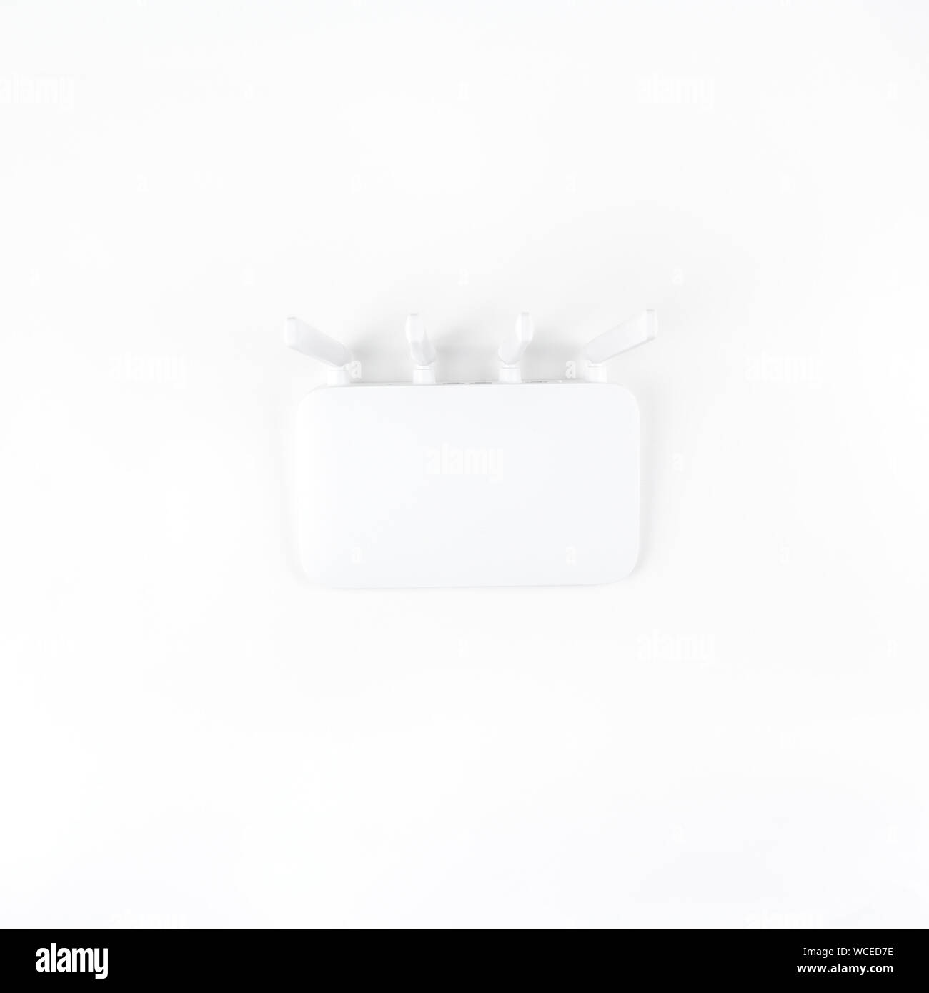 WiFi Router top view. Studio shot of white wireless router modem ...