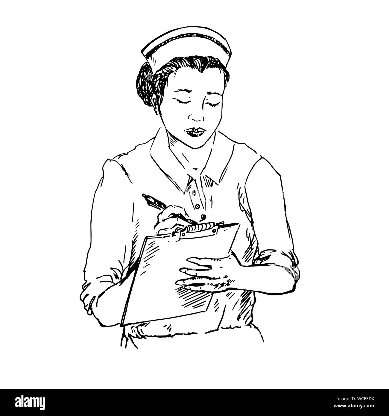 Nurse Clip Art Black And White Patient And Nurse Art, Black Color
