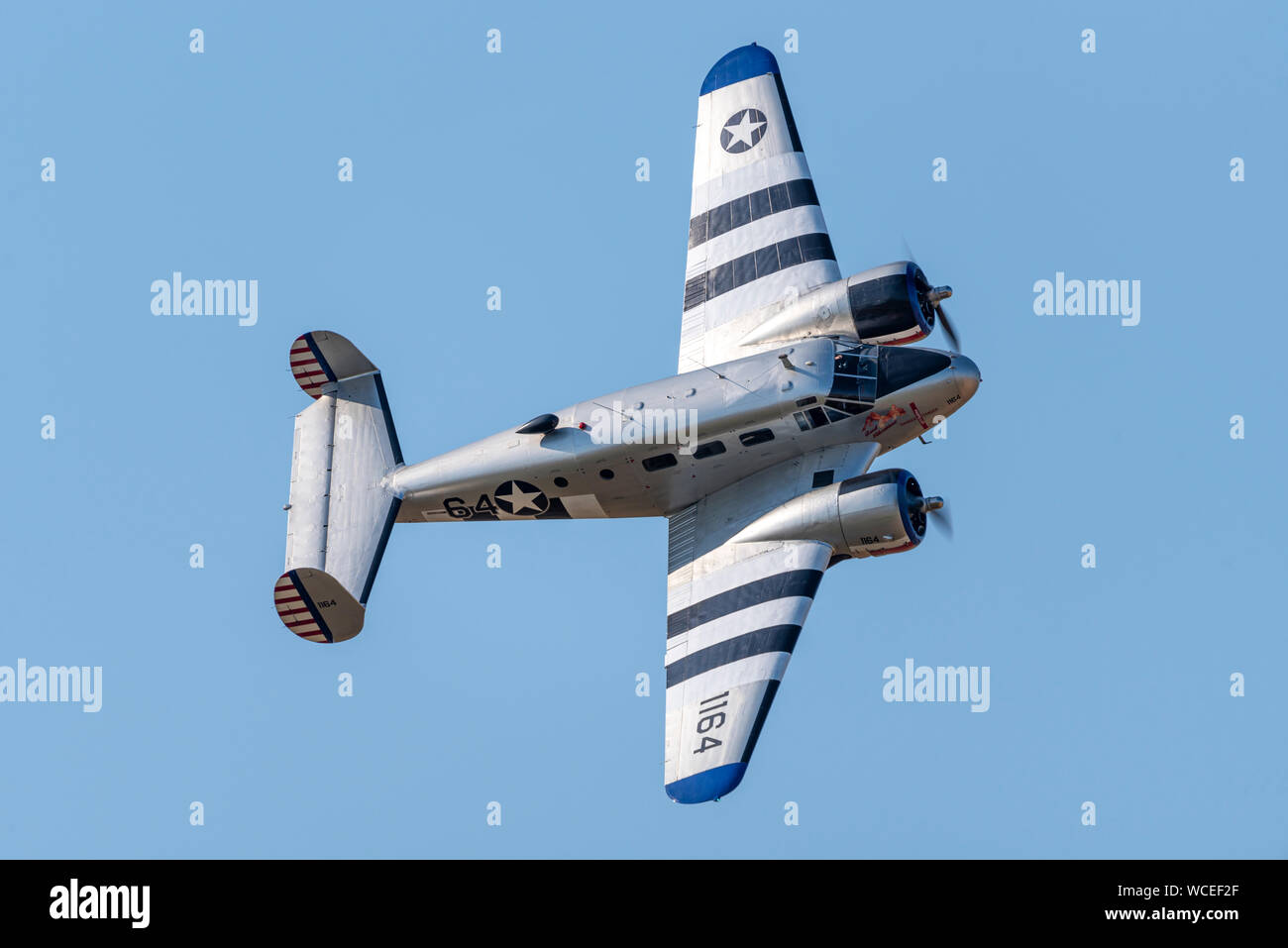 Beech 18 plane flying at the Children in Need Little Gransden Air & Car ...
