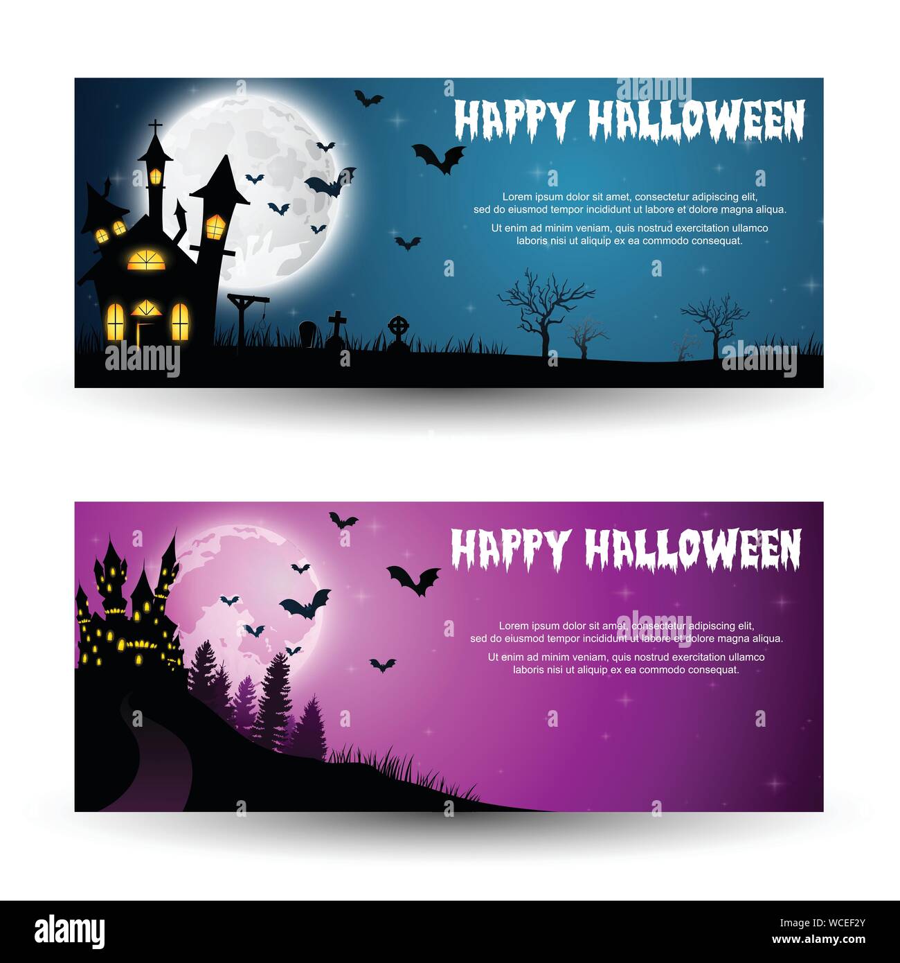 Vector illustration of Cartoon halloween banners set Stock Vector Image ...