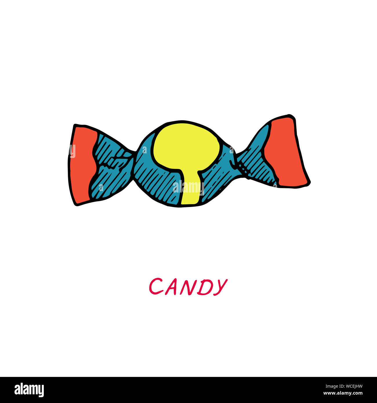 Wrapped colorful candy drawing, vintage illustration style, hand drawn ...