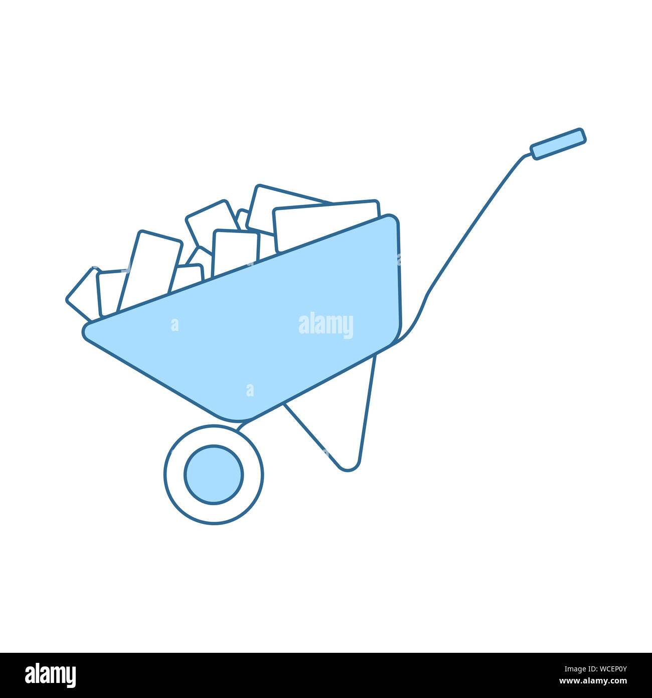 Icon Of Construction Cart. Thin Line With Blue Fill Design. Vector ...