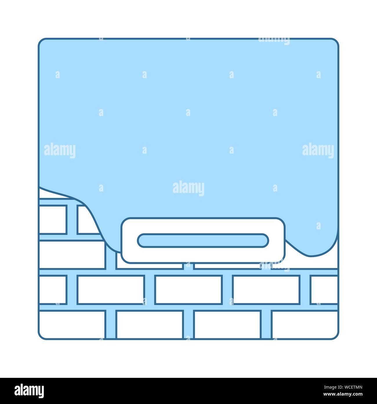 Icon Of Plastered Brick Wall. Thin Line With Blue Fill Design. Vector ...