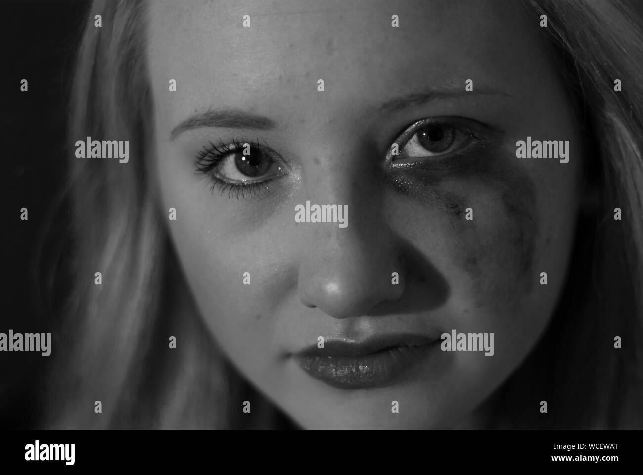 Close Up Sad Face Adult Woman Black and White Stock Photos & Images - Alamy