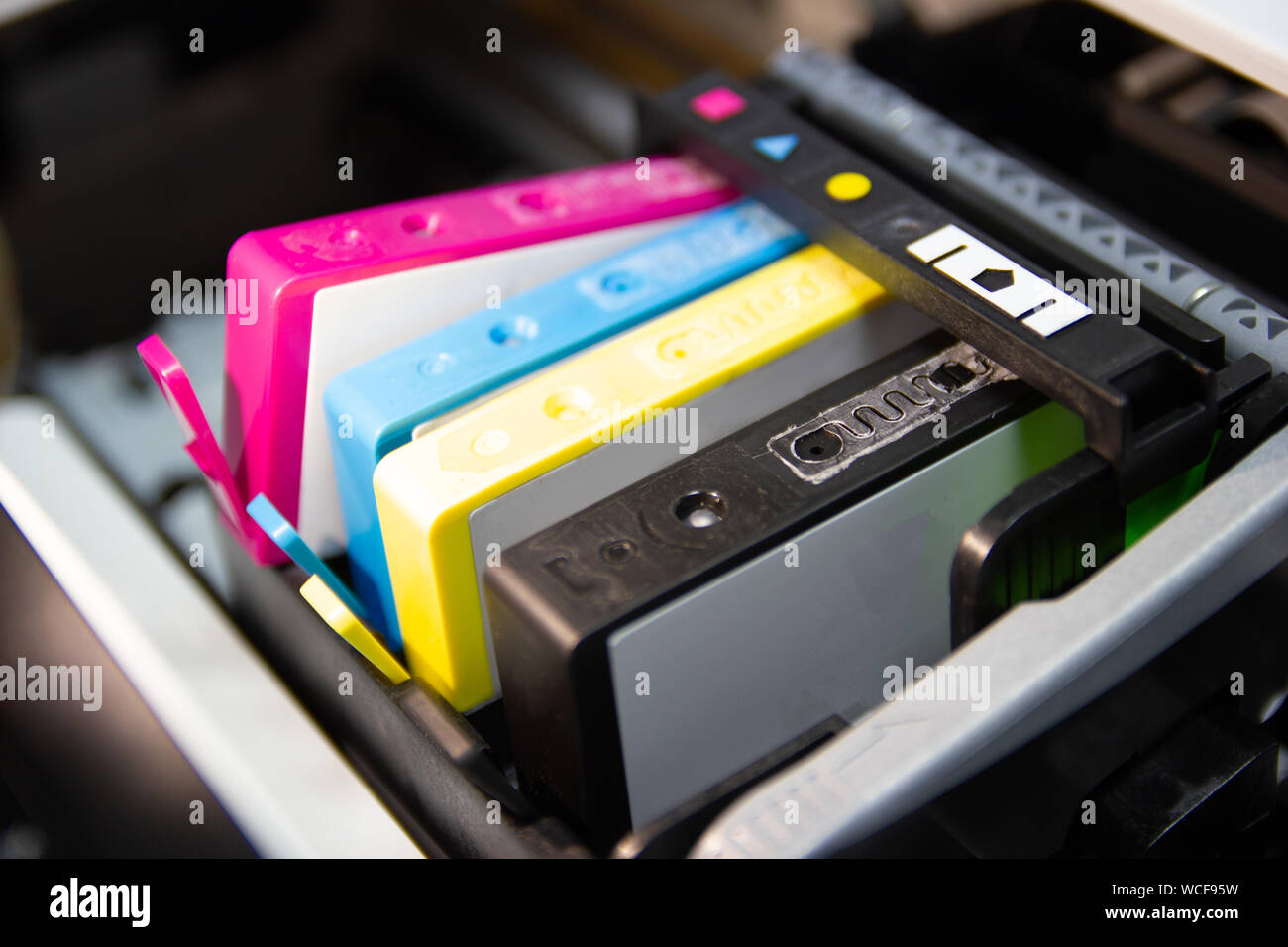 the color printer inkjet cartridge of the printer inject Stock Photo ...