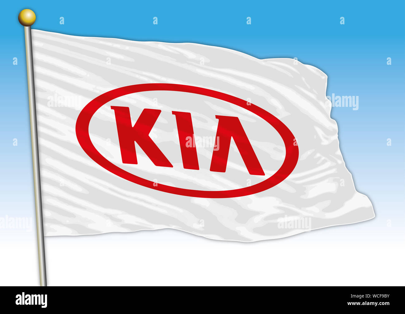 Kia car industry, flag with logo, illustration Stock Photo - Alamy