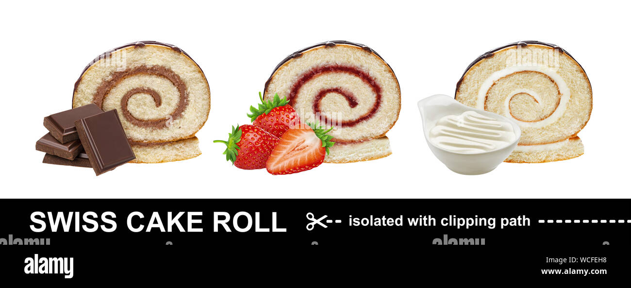Different swiss rolls collection isolated on white background Stock ...