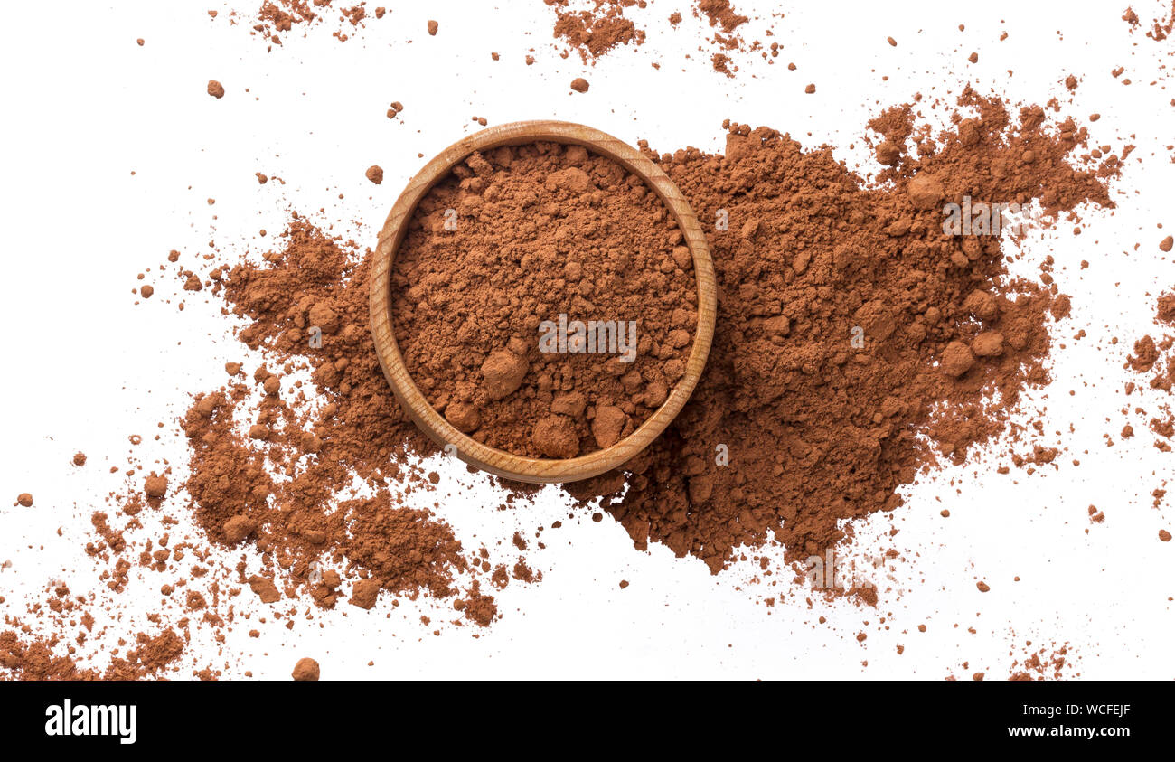 Pile of cocoa powder isolated on white background. Top view Stock Photo ...
