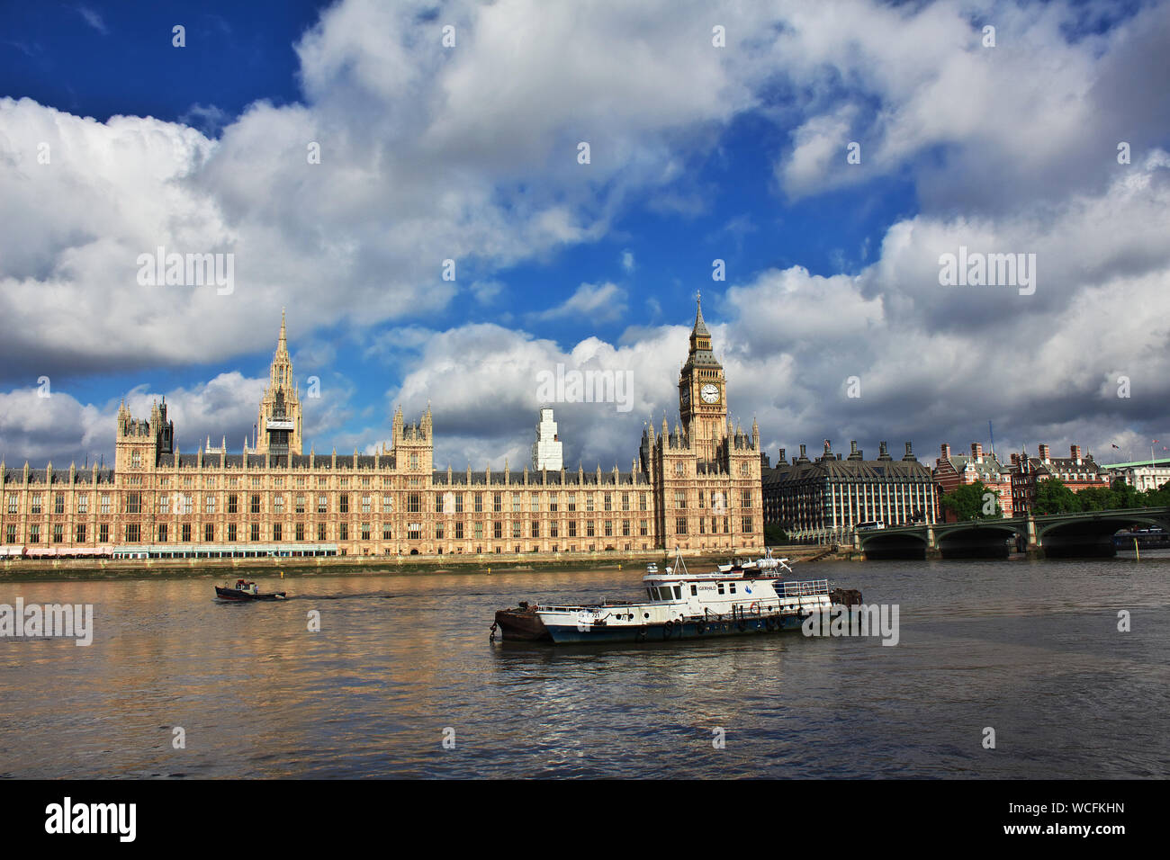 The building of British Parliament in London city, England Stock Photo ...