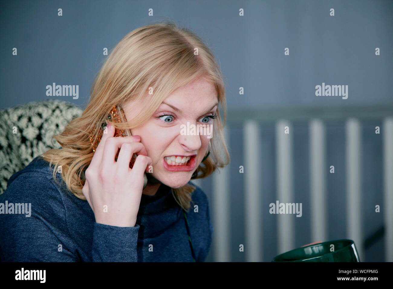 Woman Talking On Mobile Phone Angry High Resolution Stock Photography ...